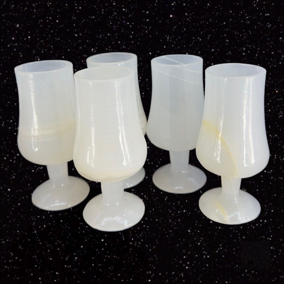 White Onyx Mini Tequila Shot Cups With Swirl Set of 5 Merida Yucatan ...