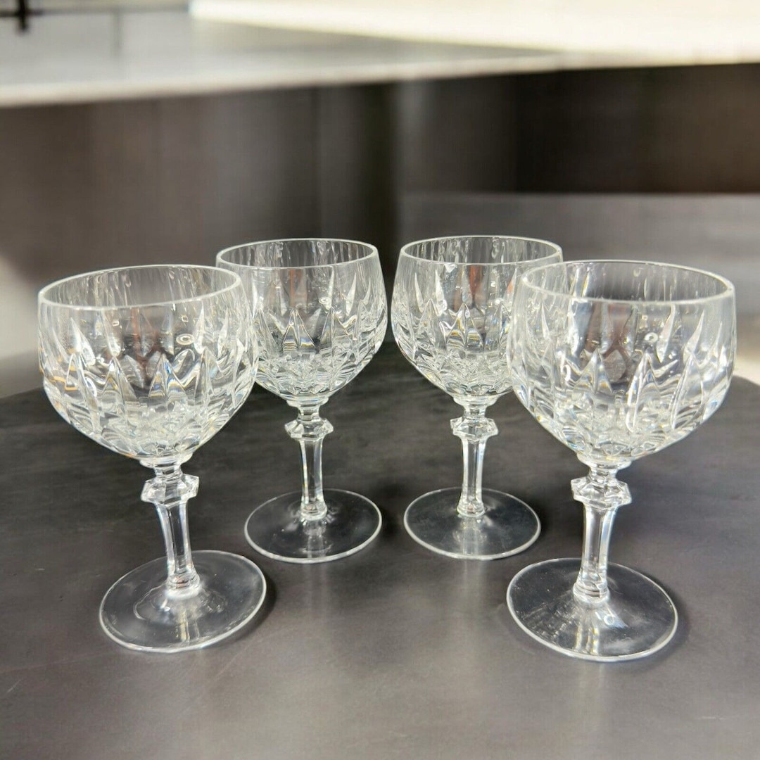 Gorham Crystal LA SCALA Clear Drinking Glass Stemware Goblet Set 4 ...