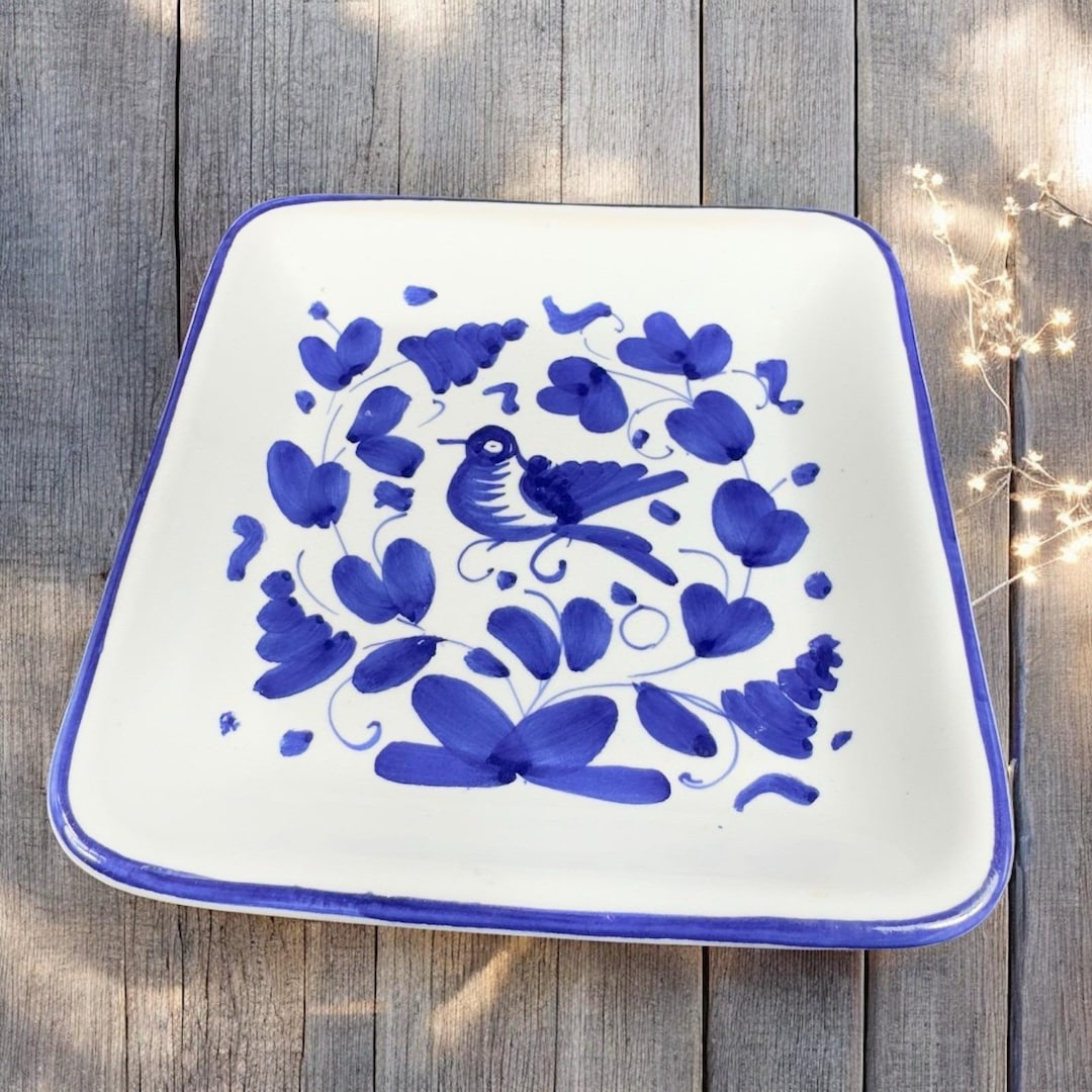 Sambuco Mario Deruta Painted Pottery Square Dish Plate Made in Italy ...