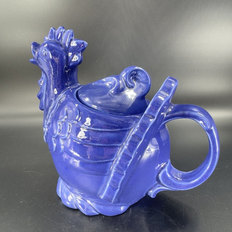 RED WING Pottery Cobalt Blue Hen Chicken Teapot Carafe USA Made Ceramic ...