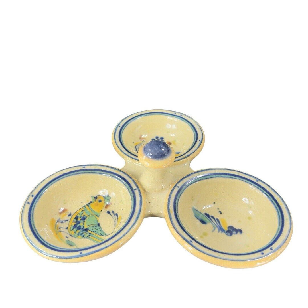 Williams Sonoma Stoneware Paloma 3 Section Dip Condiment Server Dish ...