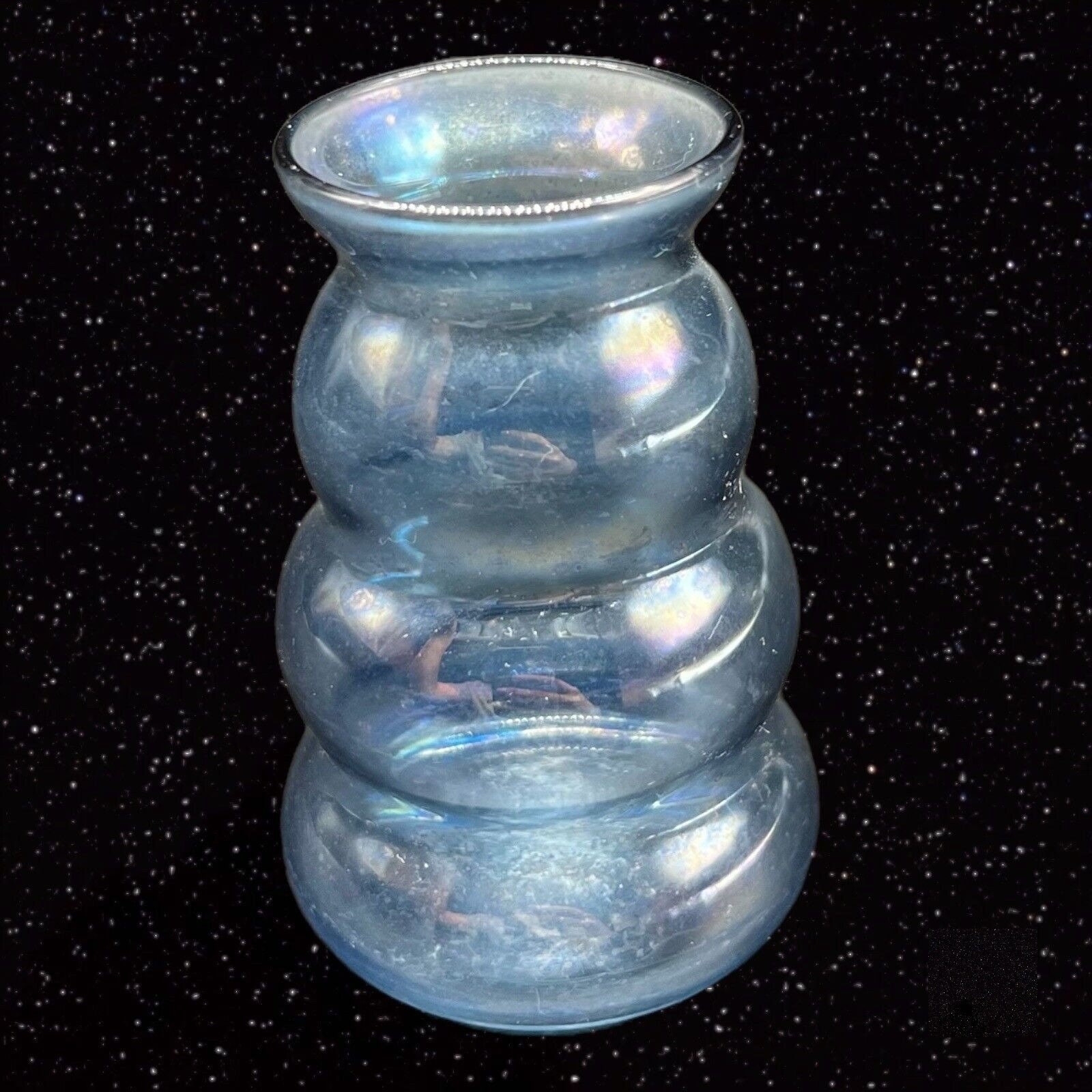 Iridescent Cobalt Blue Flint Glass Blown Vase Decoration Art - Etsy