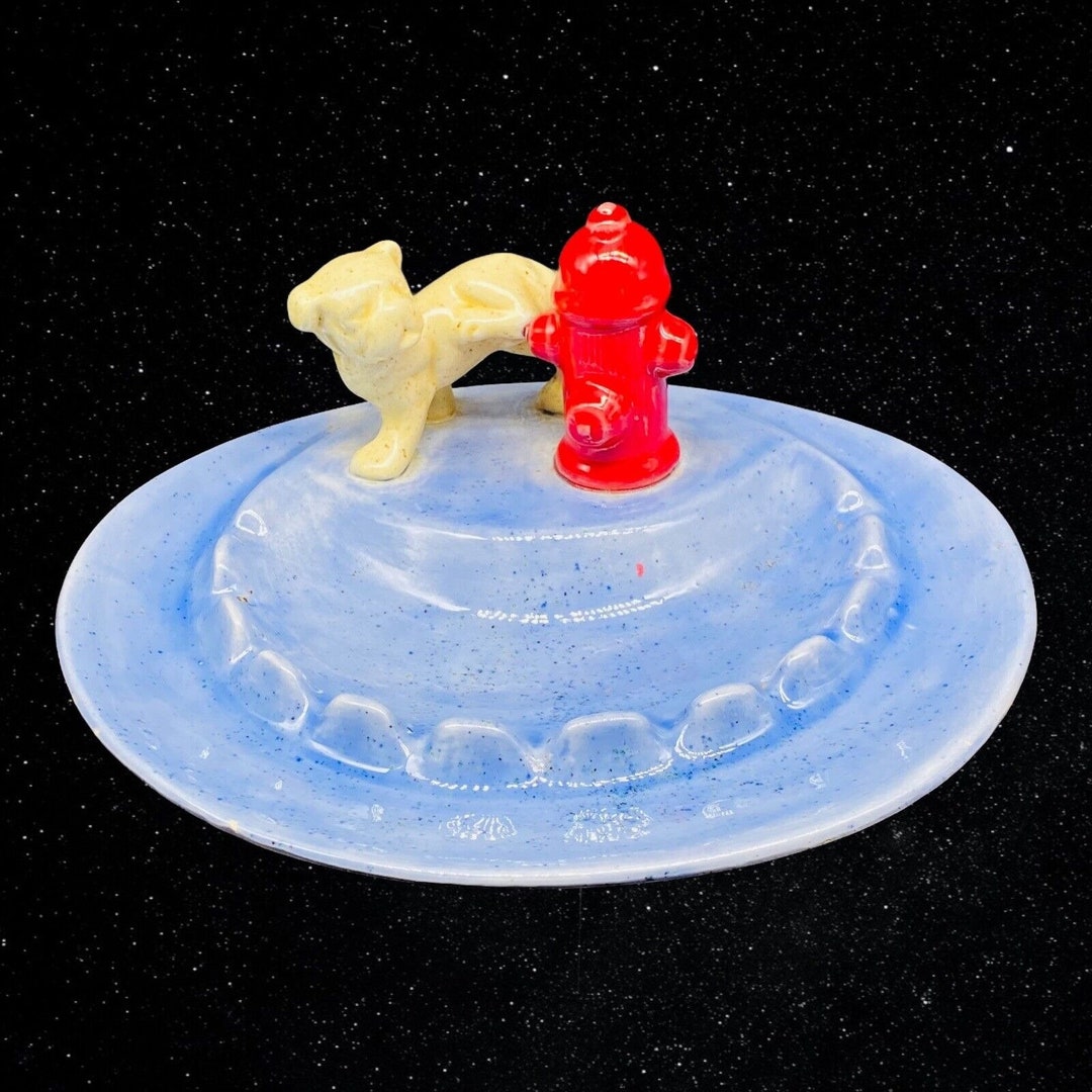 Vintage 1981 Art Pottery Dog Fire Hydrant Ashtray Signed Peggy 2.5”T 9 ...