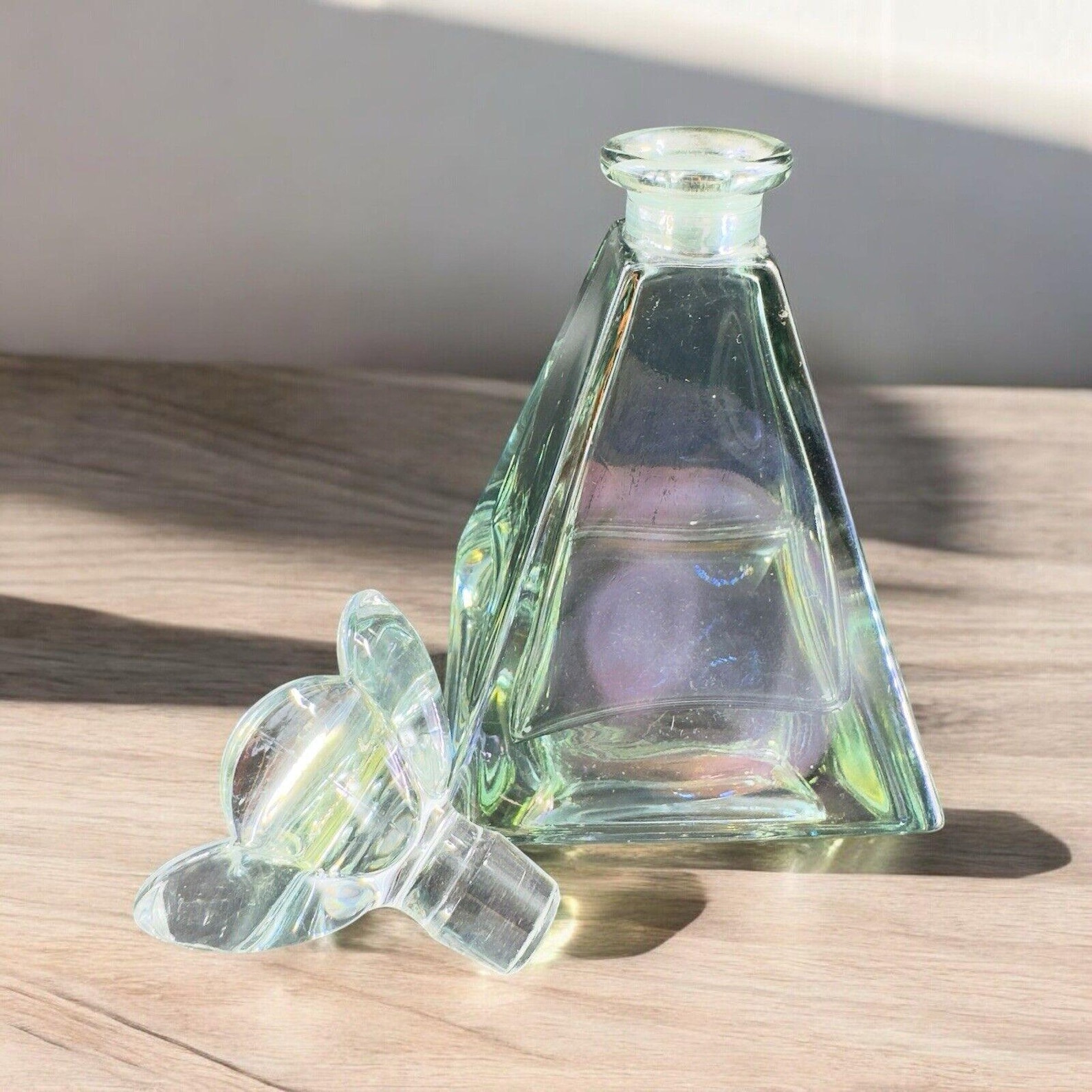 Triangular Light Transparent Green Glass Bottle Perfume Bottle Clear ...
