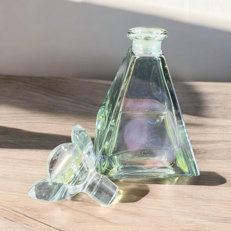 Triangular Light Transparent Green Glass Bottle Perfume Bottle Clear ...