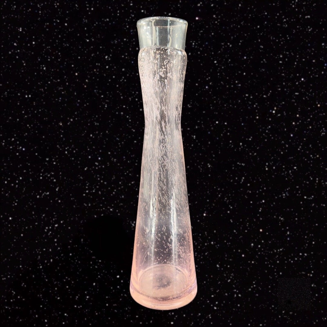 Tall Molted Light Pink Art Glass Vase Clear Top With Small Bubbles All ...