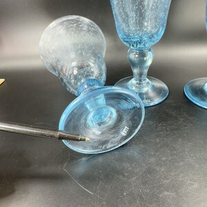 Hand Blown Studio Art Glass Drinking Goblets Transparent Light Blue ...