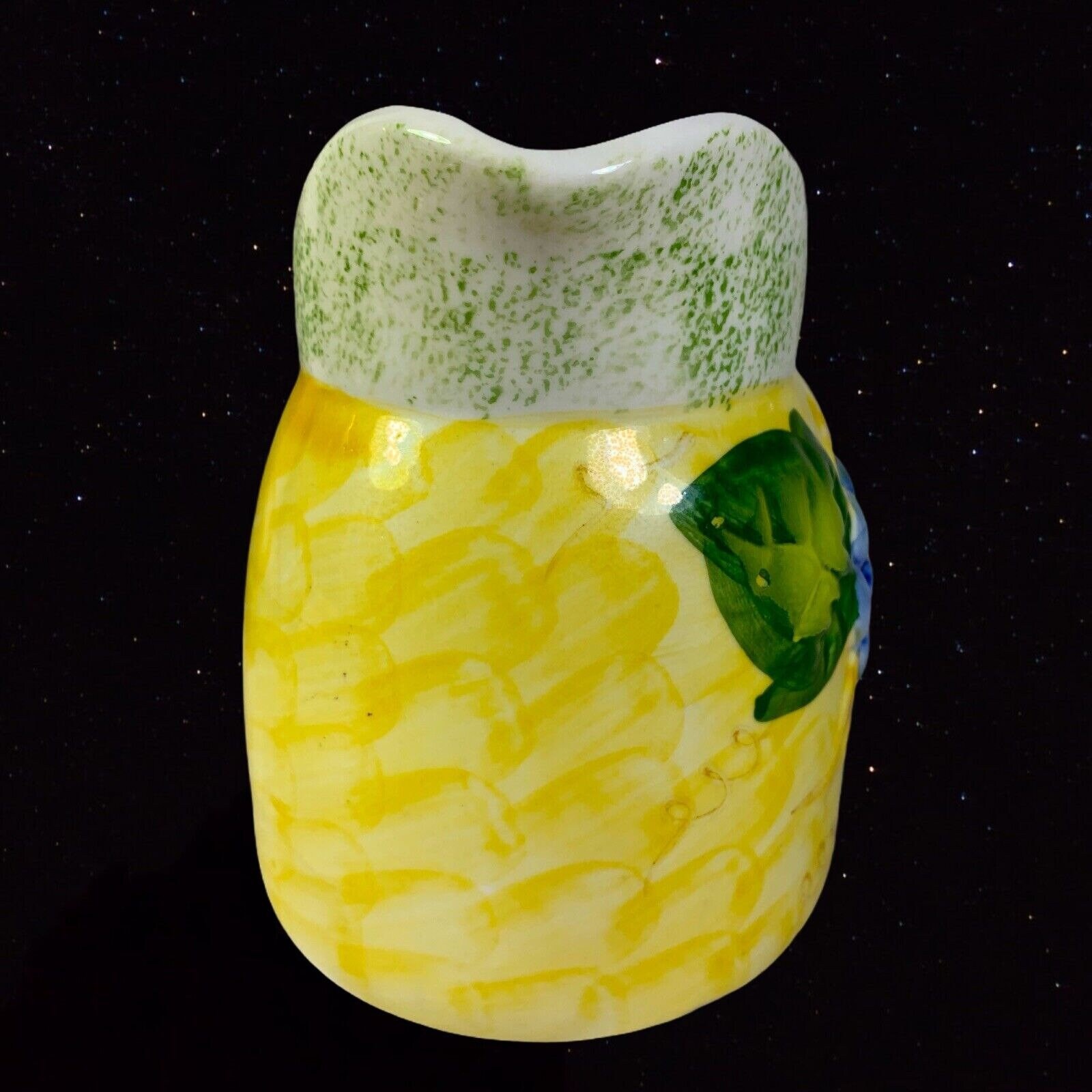 Panware Pitcher Studio Art Pottery Jug Yellow and Grapes 3.75”T 5.5”W ...