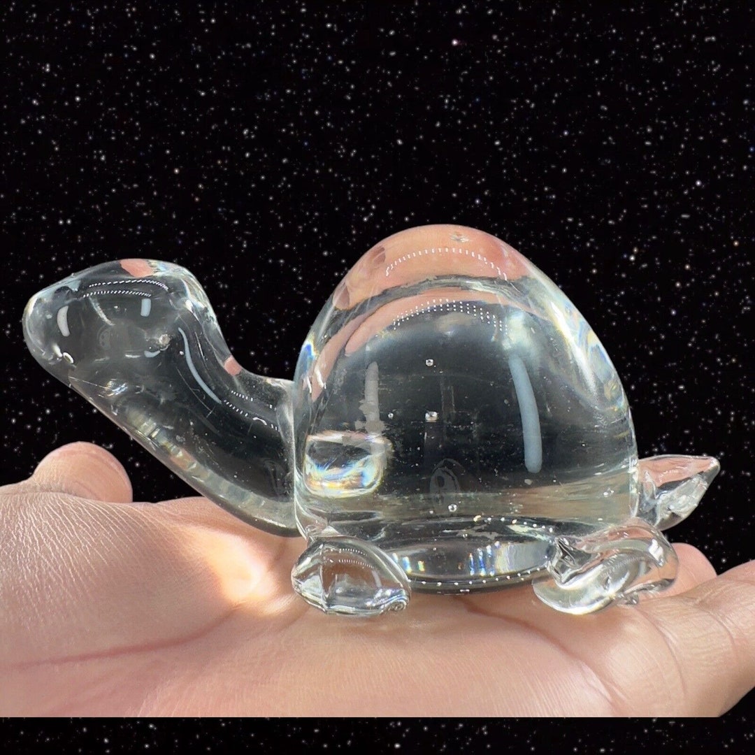 Vintage Clear Art Glass Turtle Figurine Small Glass Decor Paperweight ...