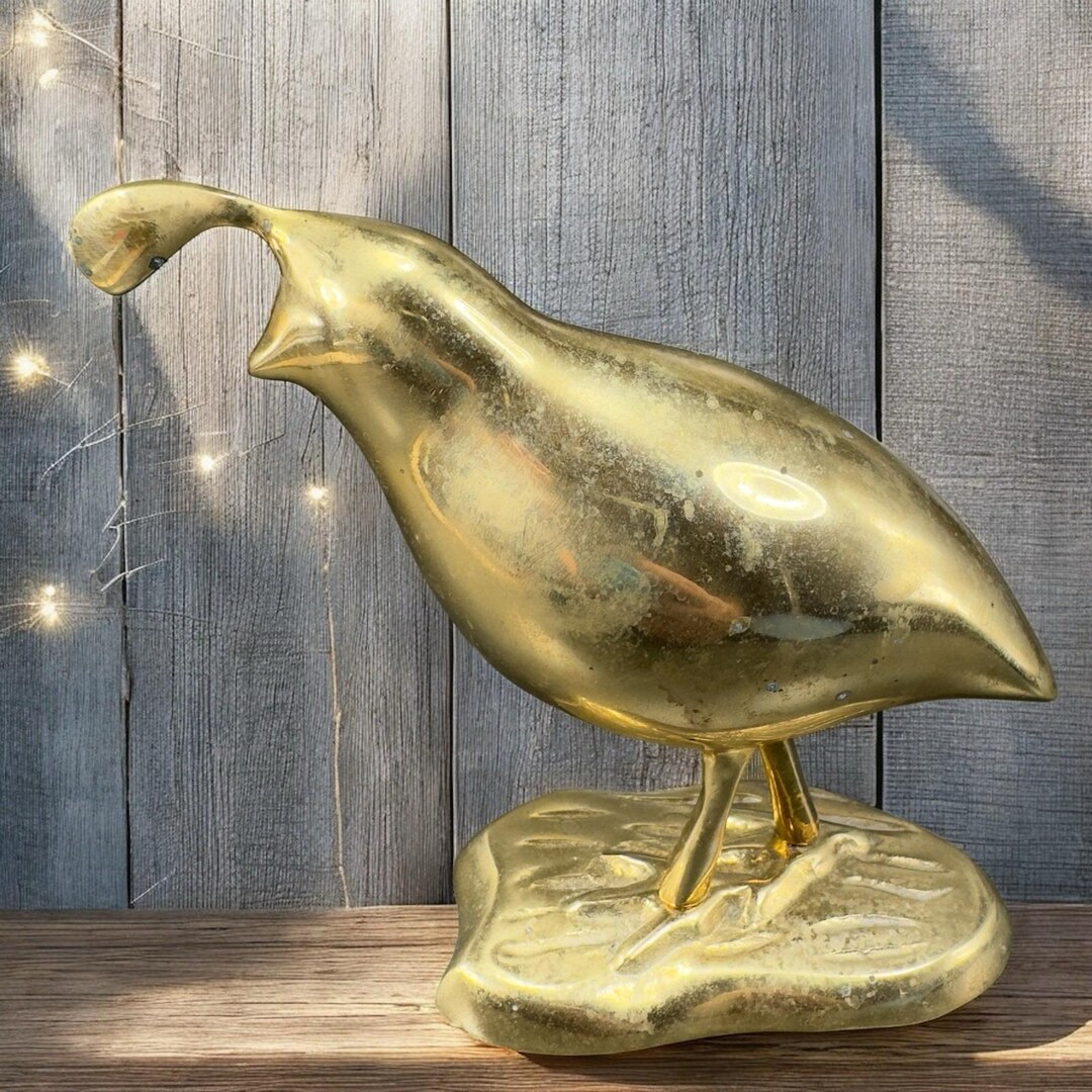 MCM Brass Quail Partridge Bird Sculpture Statue Paperweight Heavy ...