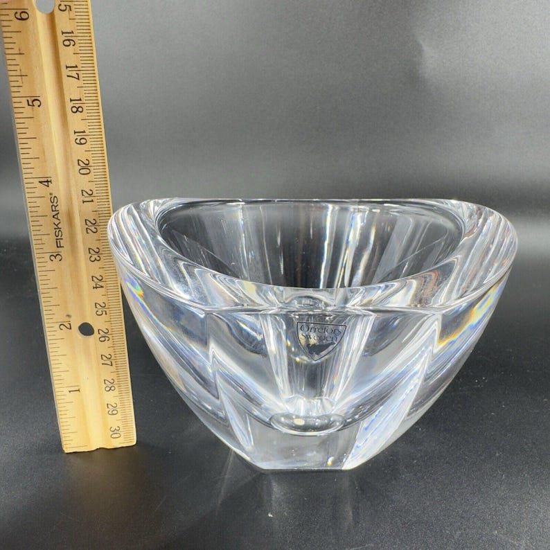 Orrefors Sweden Mirror Crystal Art Deco Bowl Dish Signed Clear Heavy ...