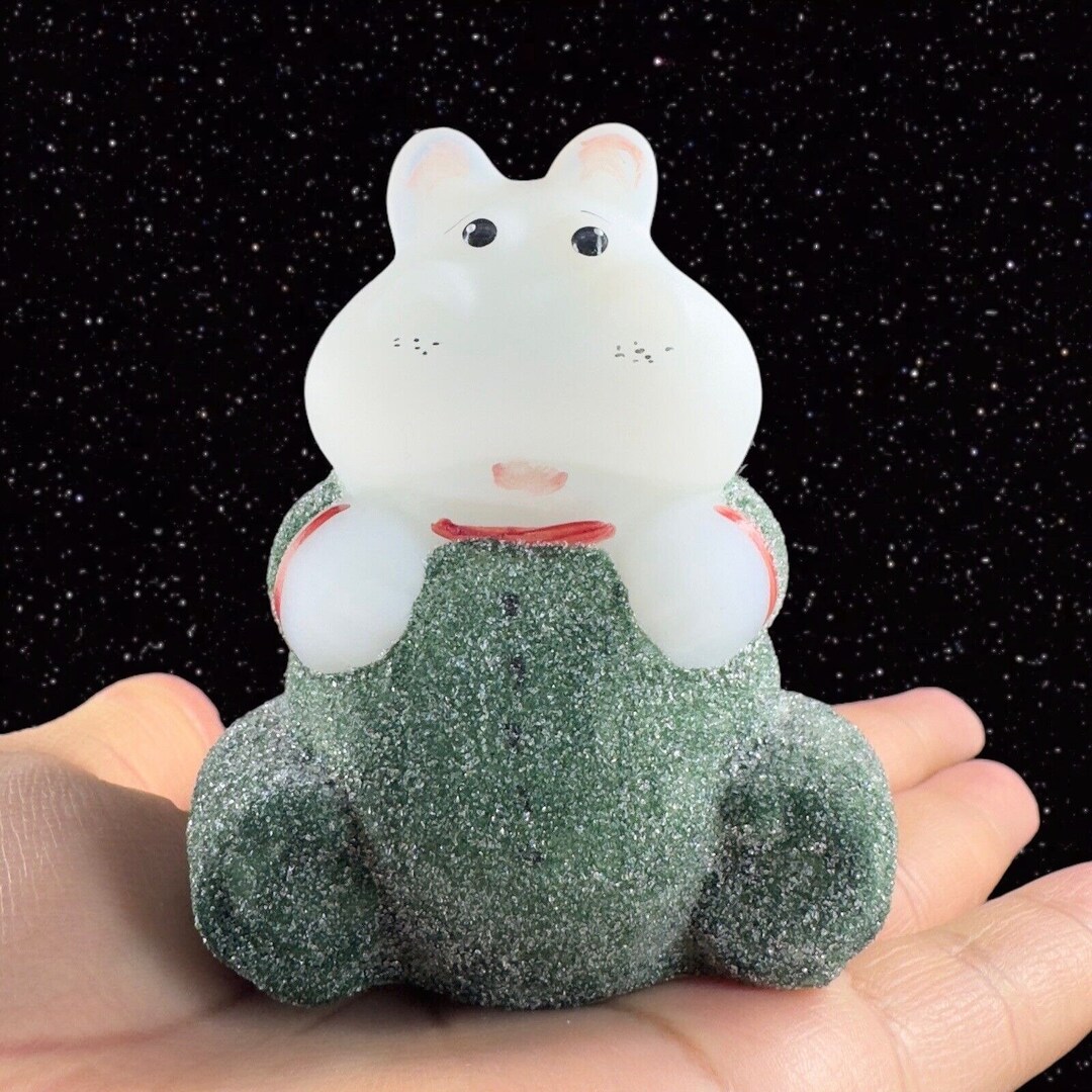 Fenton 2005 PJ Babies Hippo Hand Painted Green Frit 5063 3R Signed ...