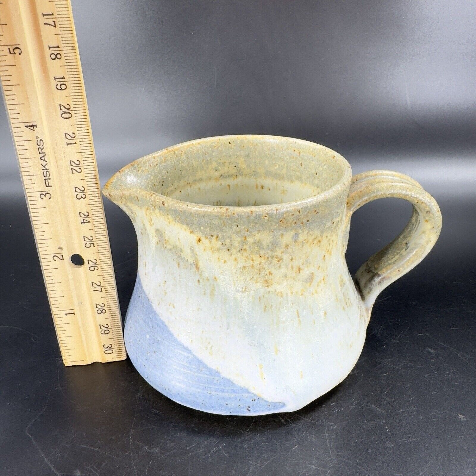 Hand Made Stoneware Pottery Small Pitcher Creamer Speckled Blue Gray ...