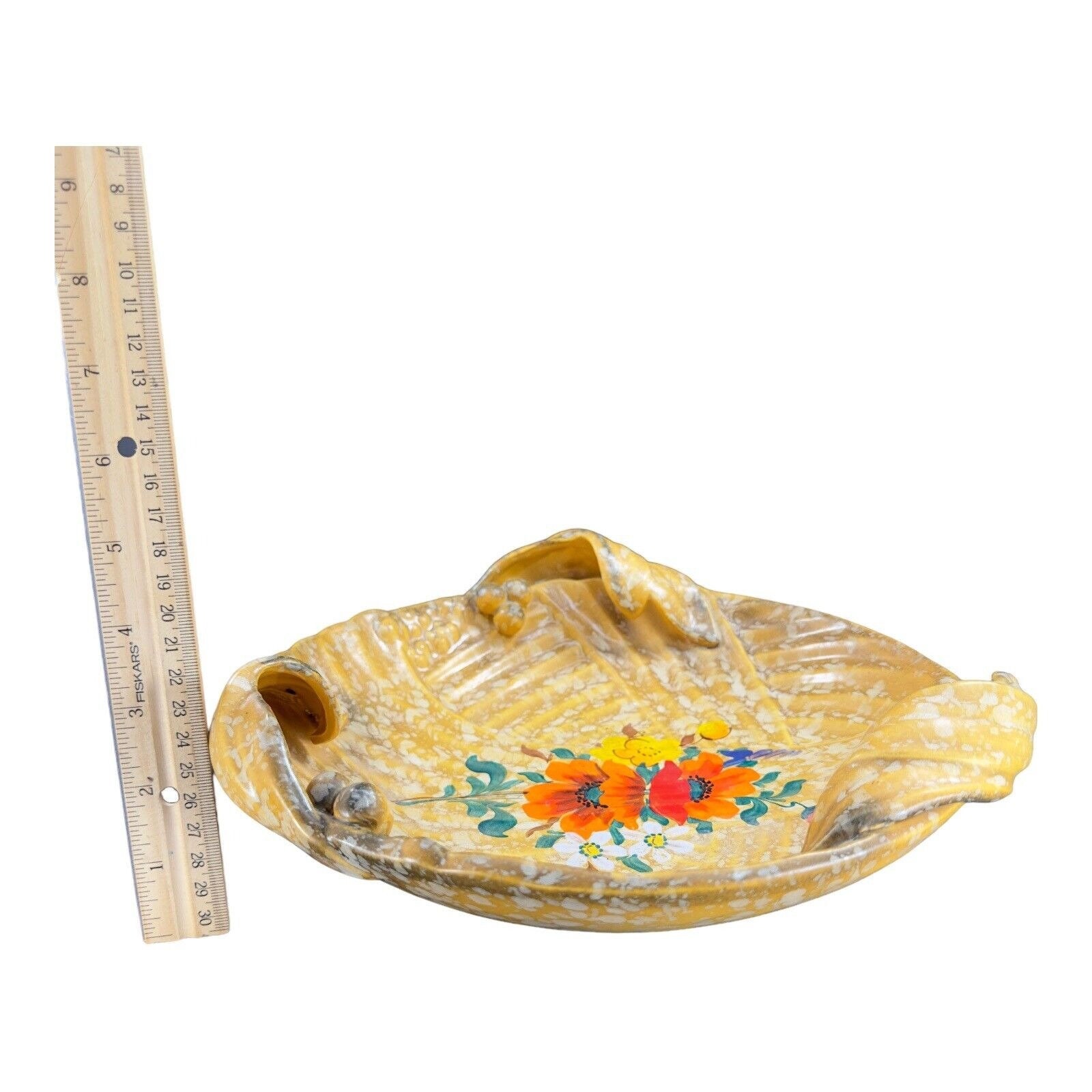 Vintage Czechoslovakia Pottery Folded Dish Bowl Large Hand - Etsy