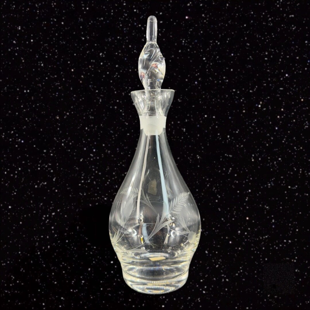 Clear Crystal Decanter Etched With Snail Swirl Stopper Hand Made in Portugal VTG - Etsy