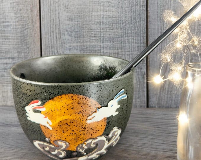 Japanese Ramen Udon Noodle Bowl With Chapsitcks Rabbit Bunny Ceramic ...