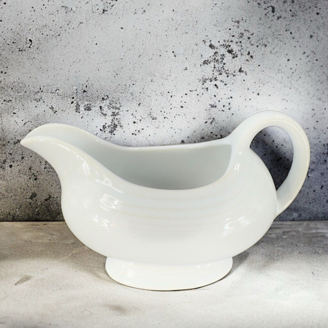 Vintage Fiesta Ware Ceramic White Pottery Gravy Boat Marked on Bottom ...