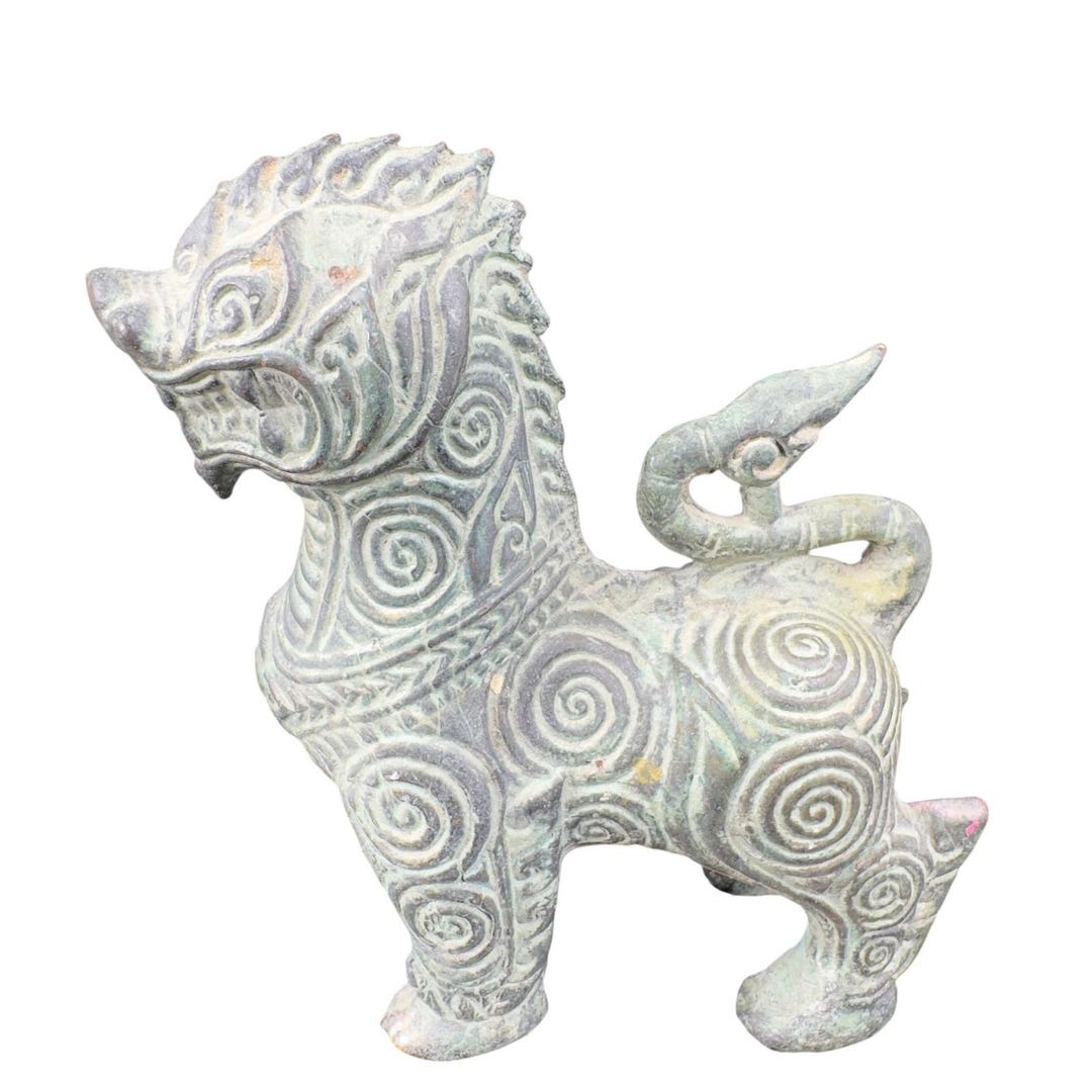 Antique Reproduction Foo Dog Heavy Metal Figurine Paperweight Wild ...