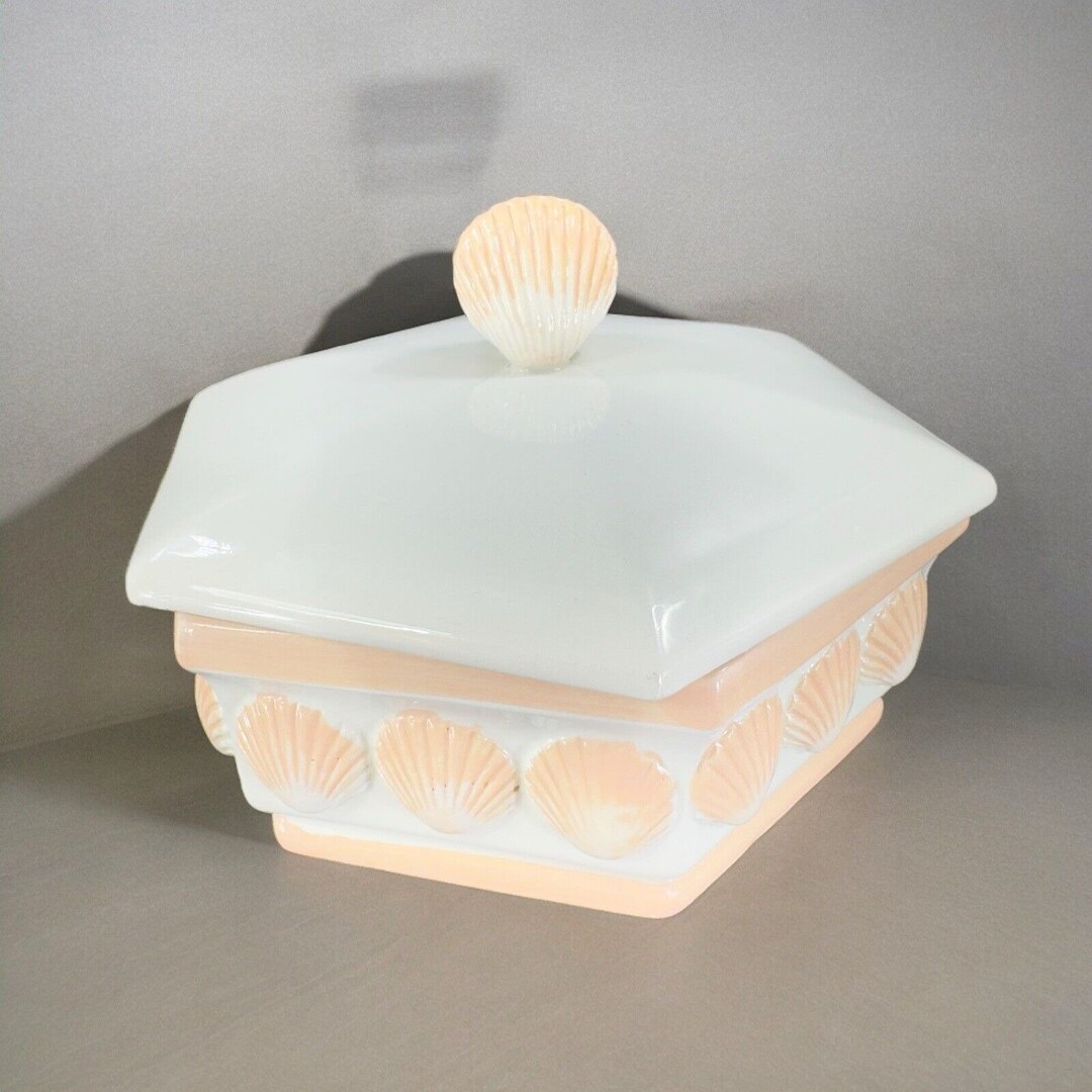 Vintage Rosenthal Netter Hexagonal Seashell Container Jar With Lid Made ...
