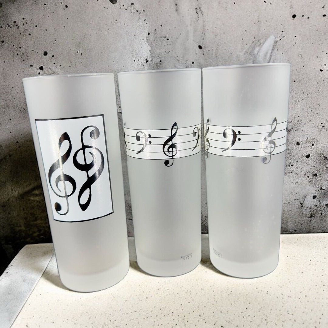 Dartington Designs France Frosted High Ball Tumbler Glasses Music Notes ...