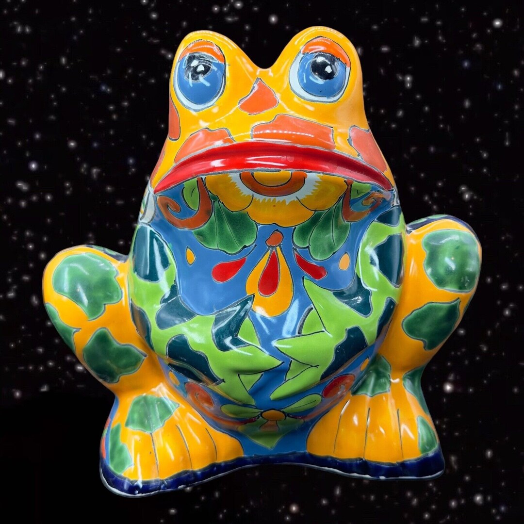 Talavera México Folk Art Pottery Planter Pot Hand Painted Frog ...