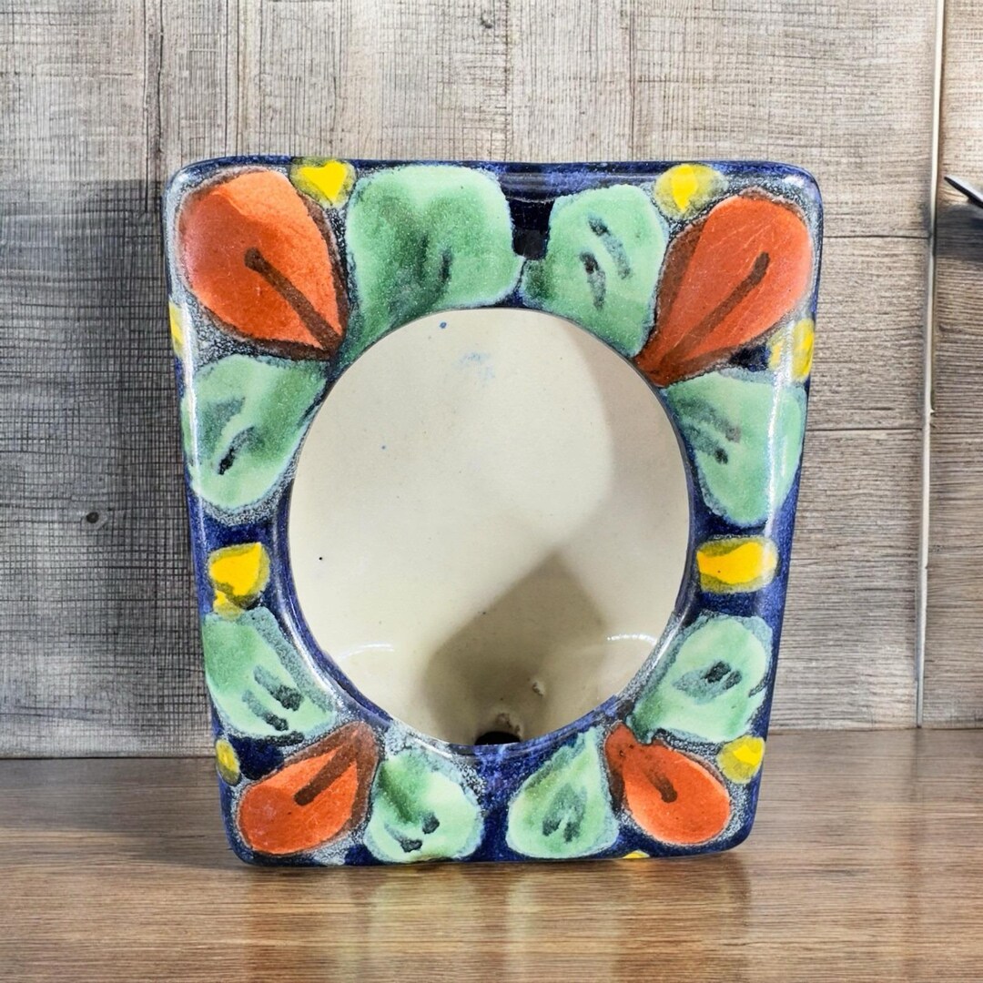 Mexico Folk Art Pottery Picture Frame Houseware Decor Hand Painted ...