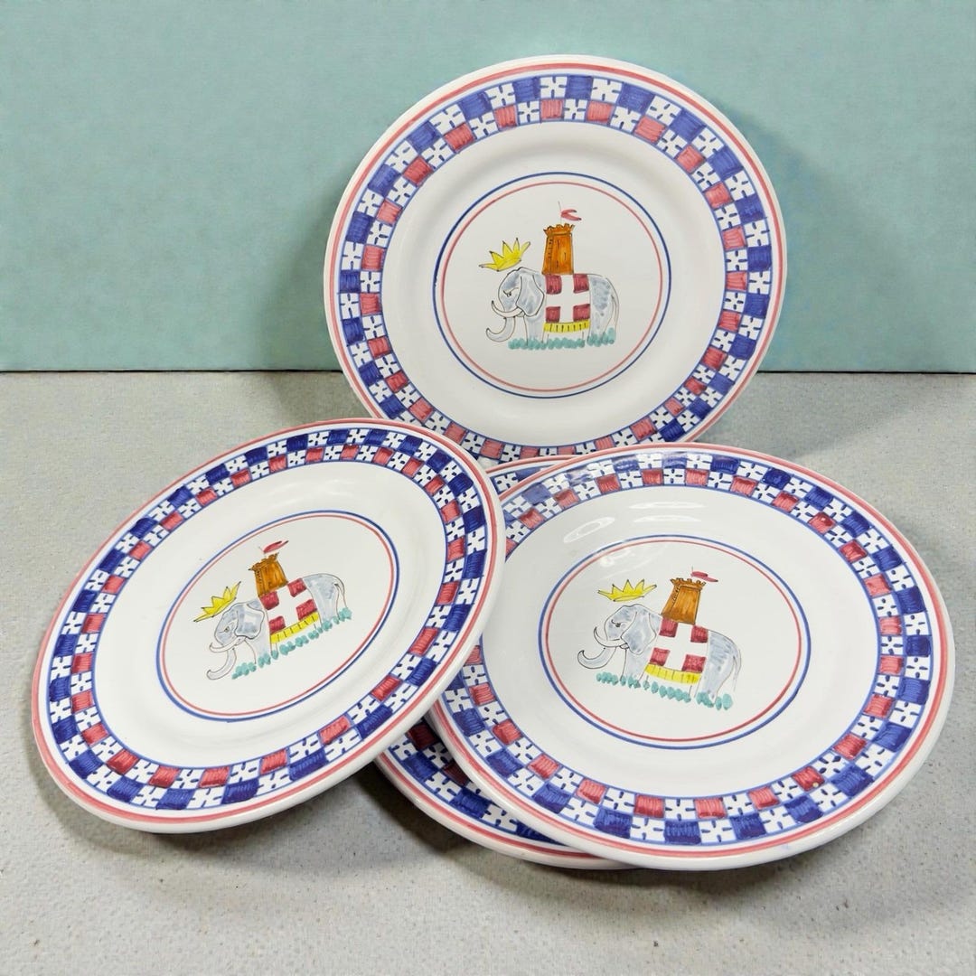 Sberna Deruta ROYAL ELEPHANT 8inch Plate Dish Set 4 Plates Dishes Made ...
