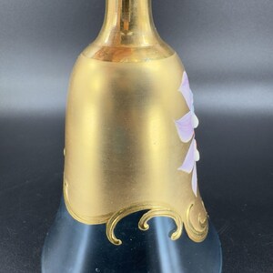 Vintage Venetian Murano Glass Bell Hand Painted Floral Textured Gold ...