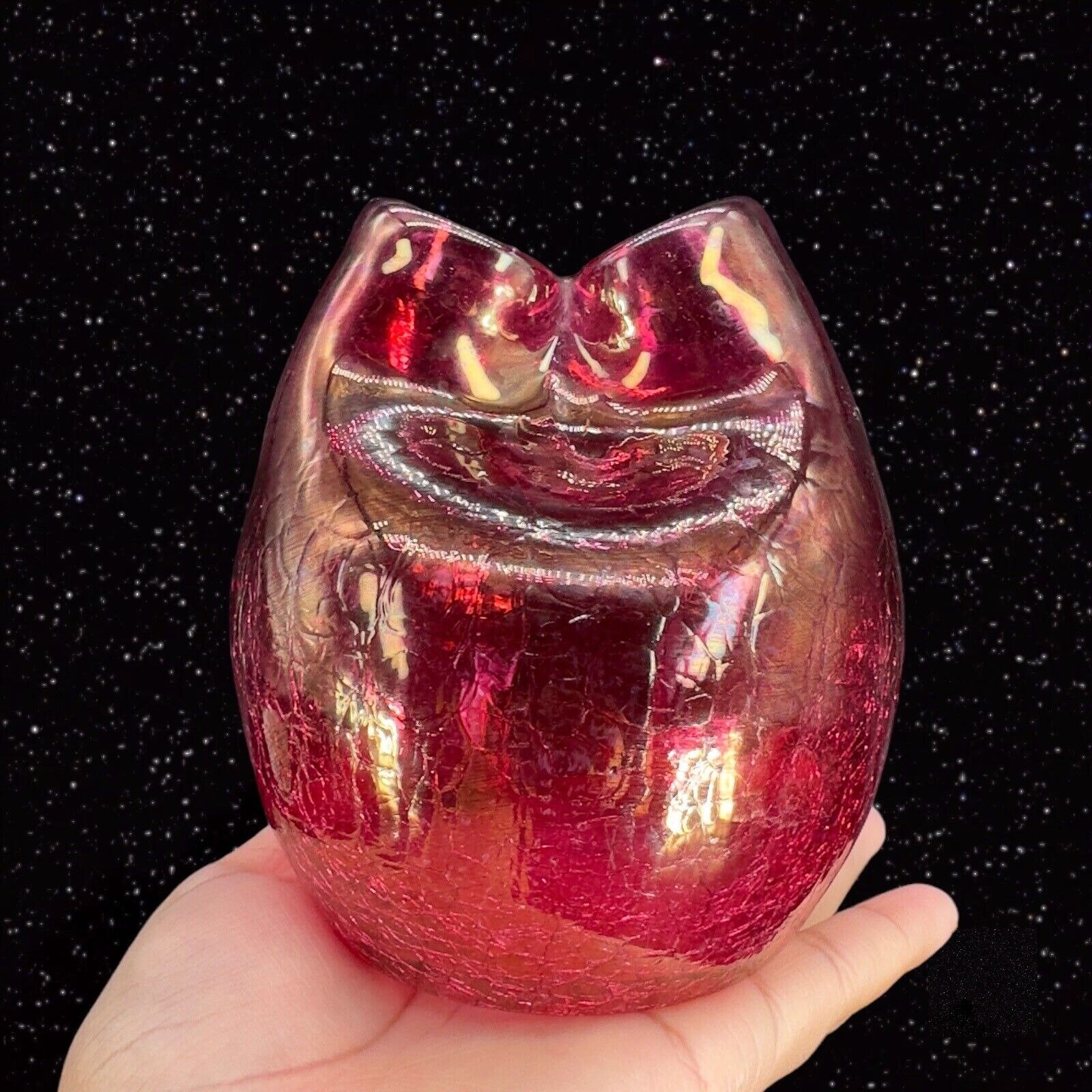 Blenko? Art Glass 39 Pinched Vase Crackle Vintage Glass Vase Red 5"tall ...