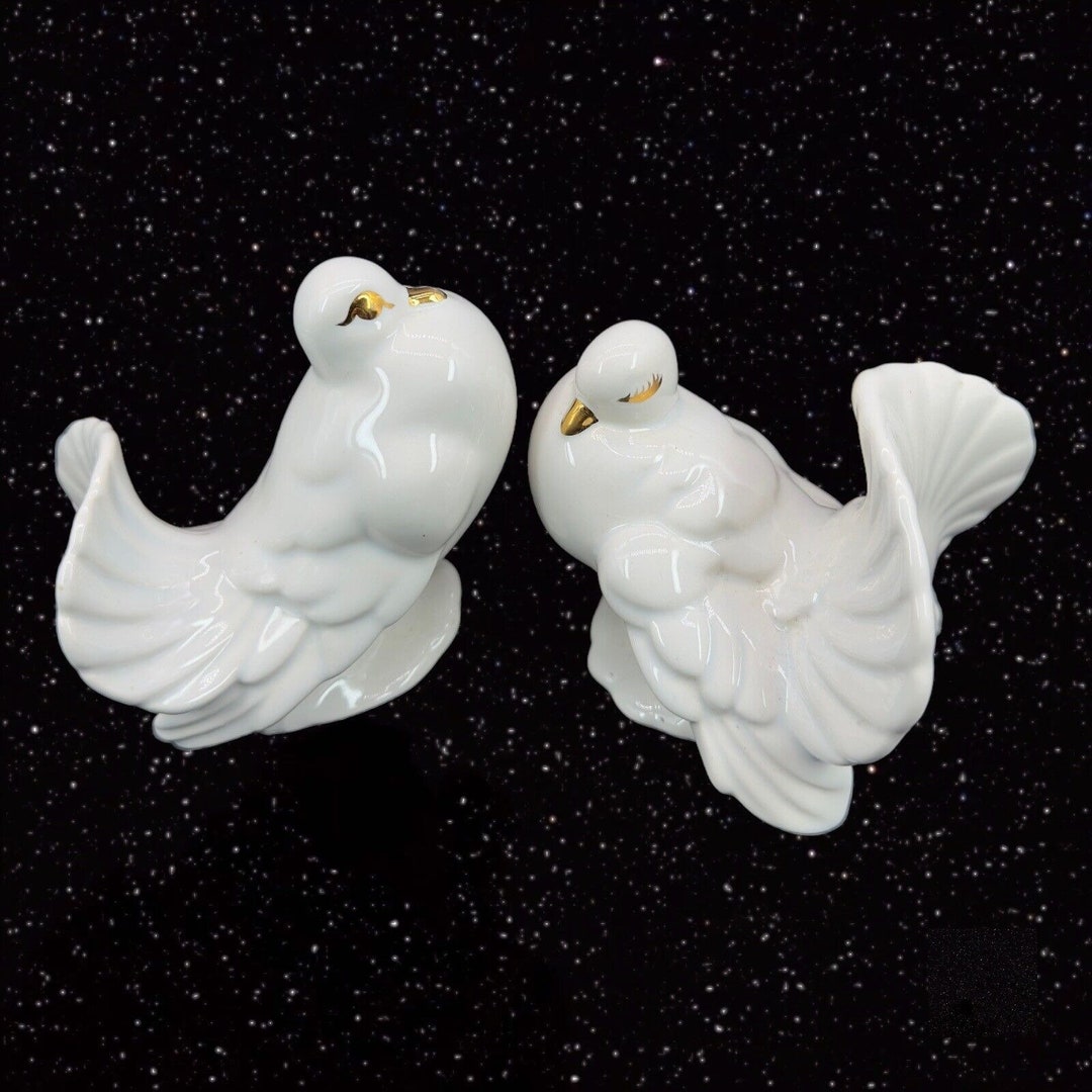 Ceramic Hand Painted Bird Pigeon Set 2 Pcs Figurine Whimsical - Etsy