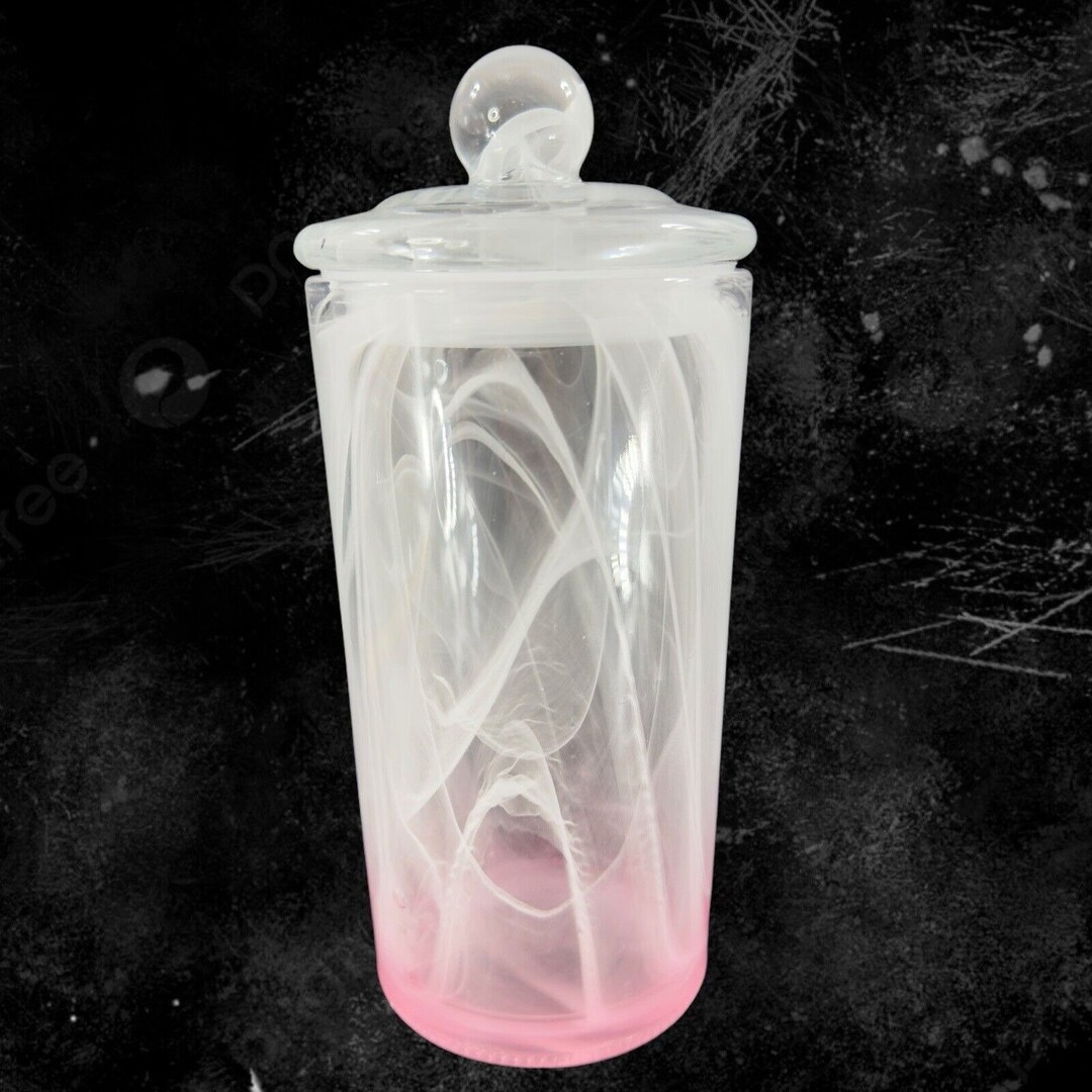 Recycle Glass Canister Jar With Lid Light Pink With White Swirls All ...