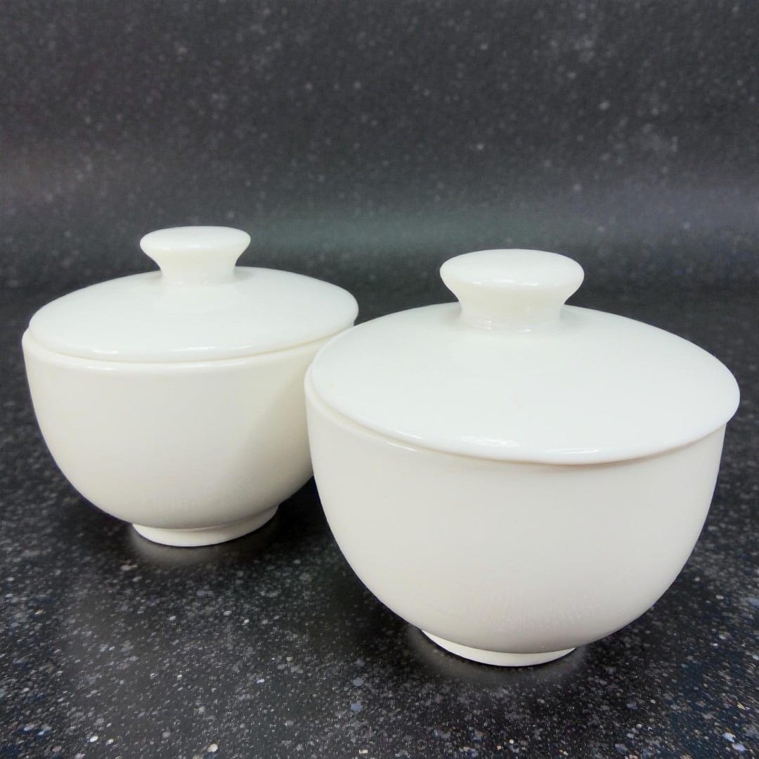 Tatung Taiwan China Ivory Ceramic Cups Sake Dipping Cups Set 2 W Lids ...