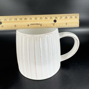 2013 Starbucks Matte White Ribbed Mug Faded Red Stripes 16oz Ceramic ...