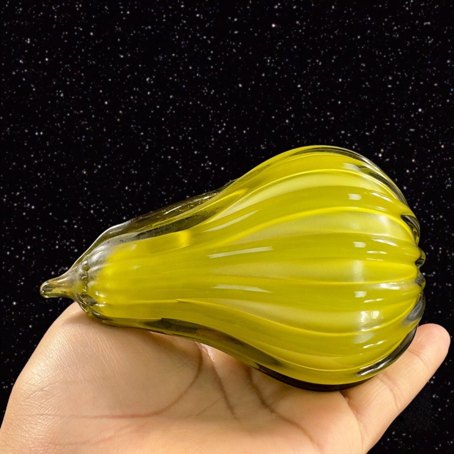 Studio Art Glass Pear Apple Fruit Green Cased Glass Figurine ...