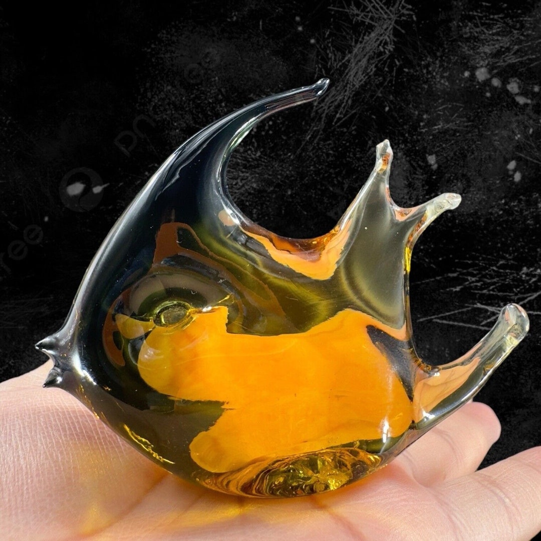 Venetian Hand Blown Fish Art Glass Figurine Hand Made in Italy Amber ...