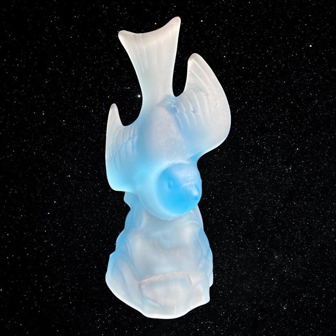 L.E Smith Art Glass Satin Frosted Light Blue Bird Figure 8.75”T 6”W - Etsy