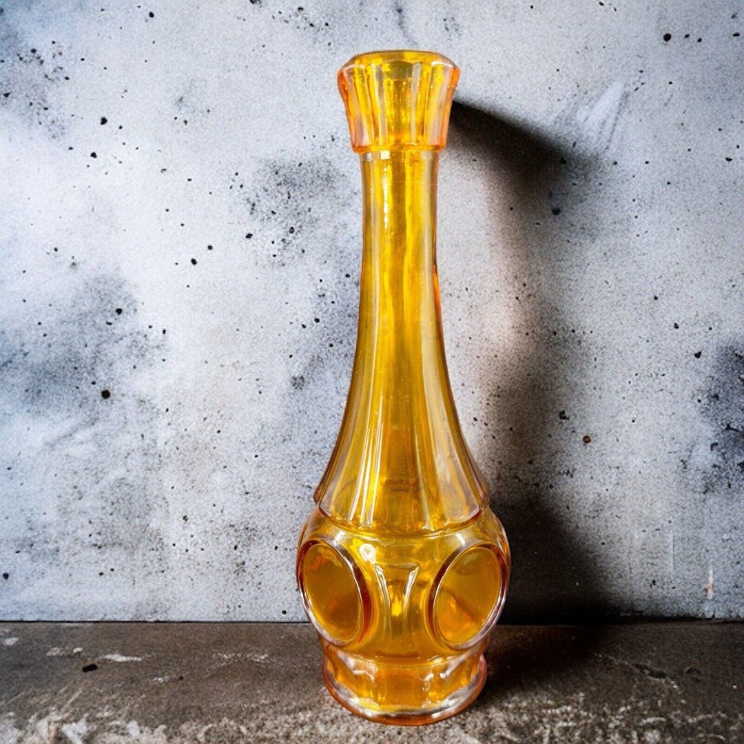 1970s Wheaton Glass Bullseye Amber Glass Vase Vessel Coin Motif Vase ...