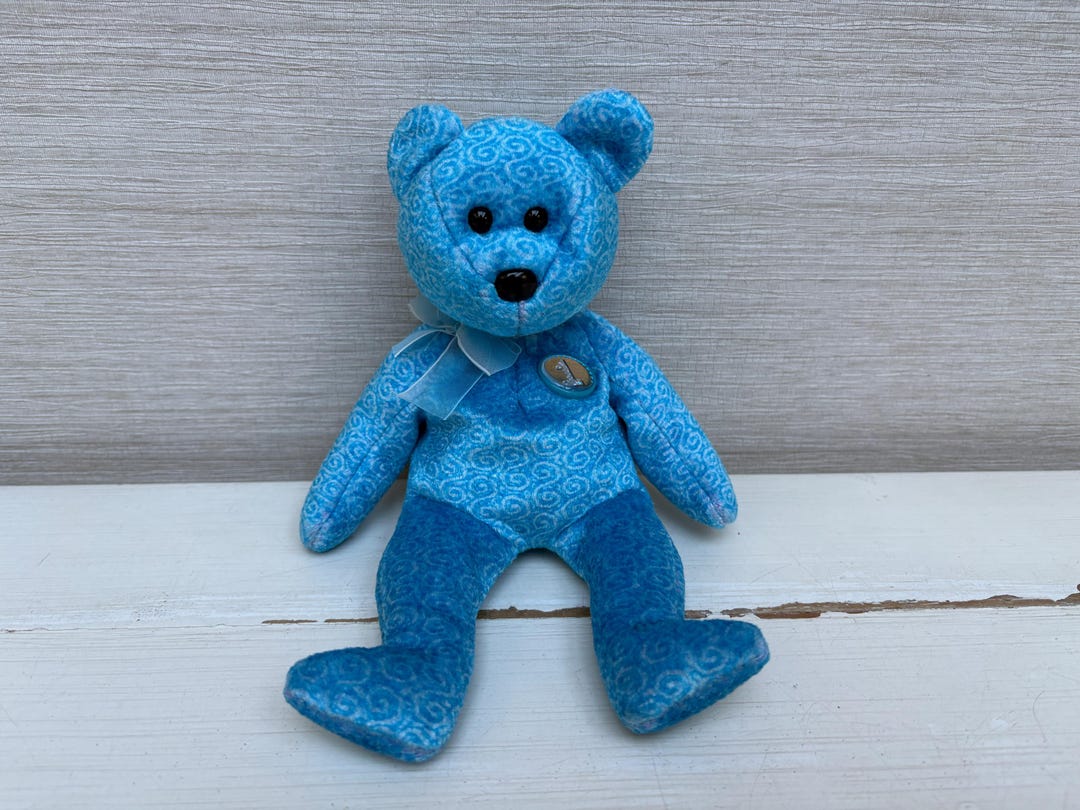 Ty Beanie Babies Teddy Bear Blue Classy Soft Toy Plush 30th April 2001 ...