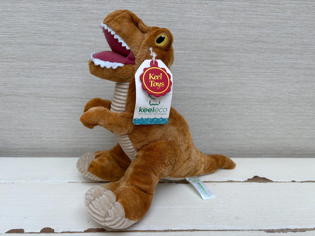 T-rex Dinosaur Plush Toy - 100% Recycled Eco Soft Teddy - Keel Keeleco ...