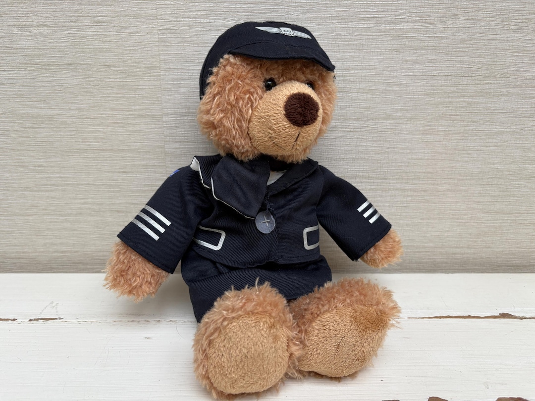 SAS Airlines Scandinavian Lady Pilot in Uniform With Hat Teddy Bear ...