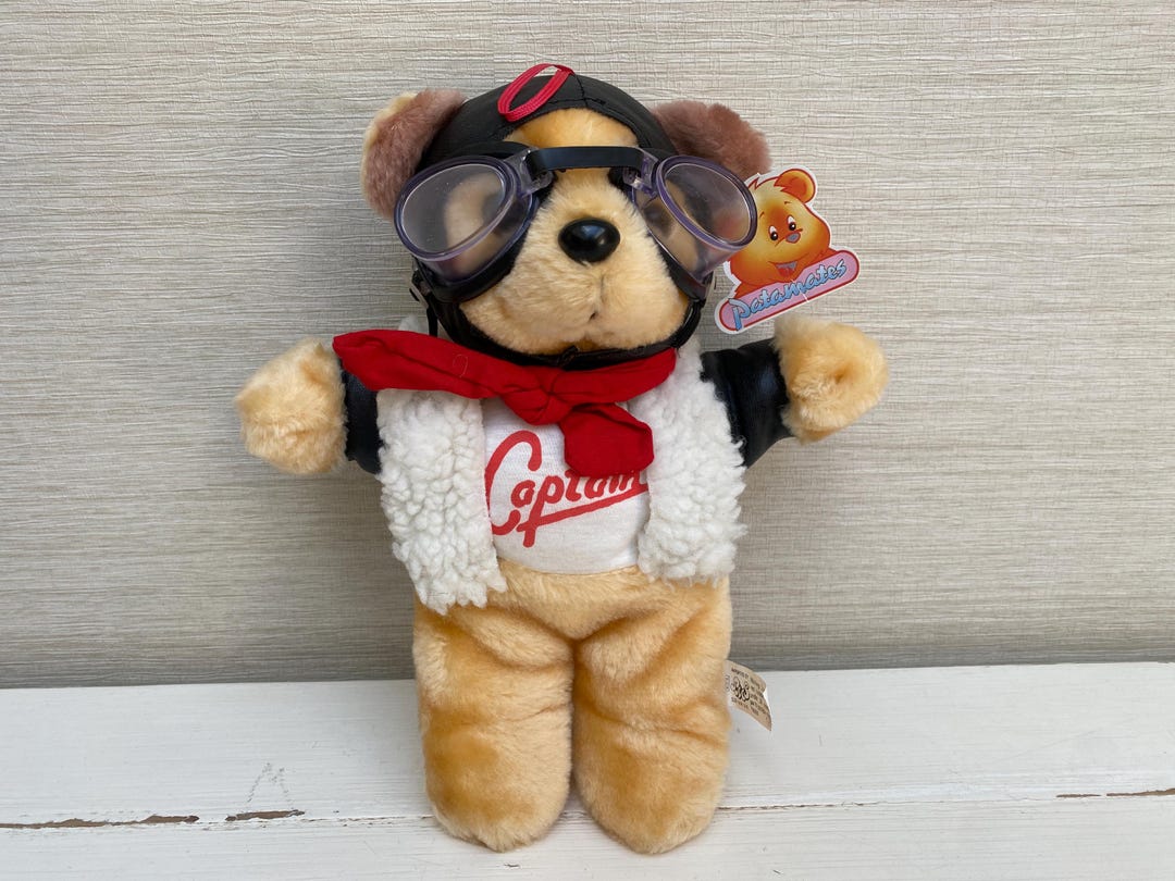 Vintage PMS Patamates Captain Pilot / Aviator Teddy Bear Plush Toy With ...