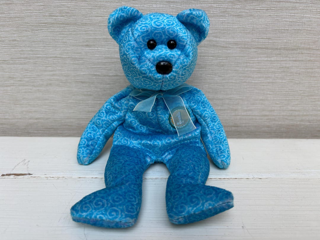 Ty Beanie Babies Teddy Bear Blue Classy Soft Toy Plush 30th April 2001 ...