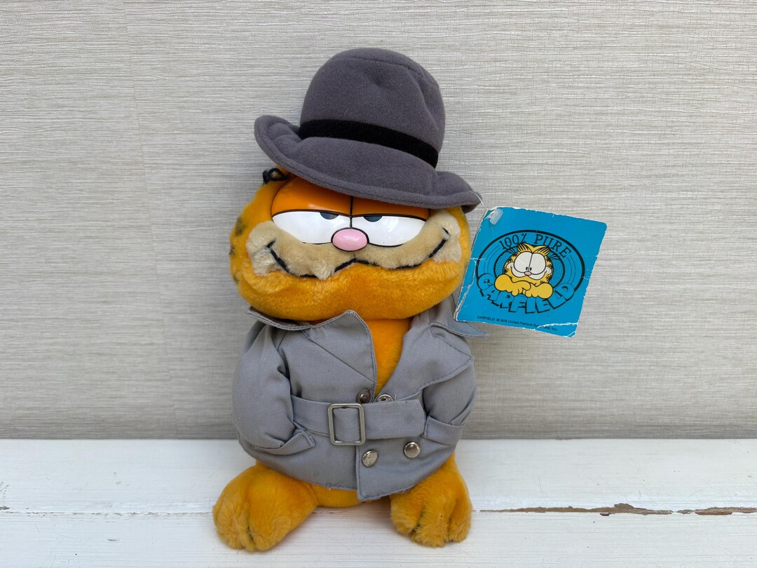 1981 Garfield the Cat 11” Detective Plush With Trench Coat and Hat by ...