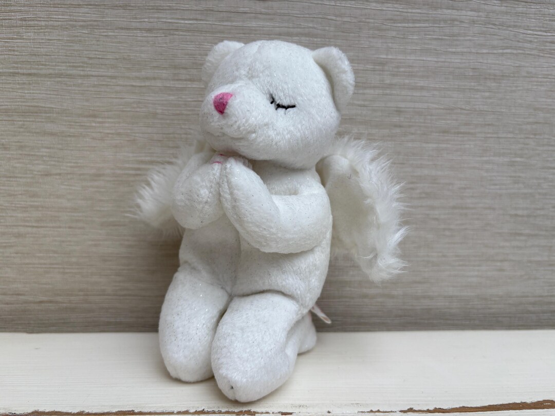 Blessed TY Beanie Babies White With Fluffy Angel Wings Soft Toy Beanie ...