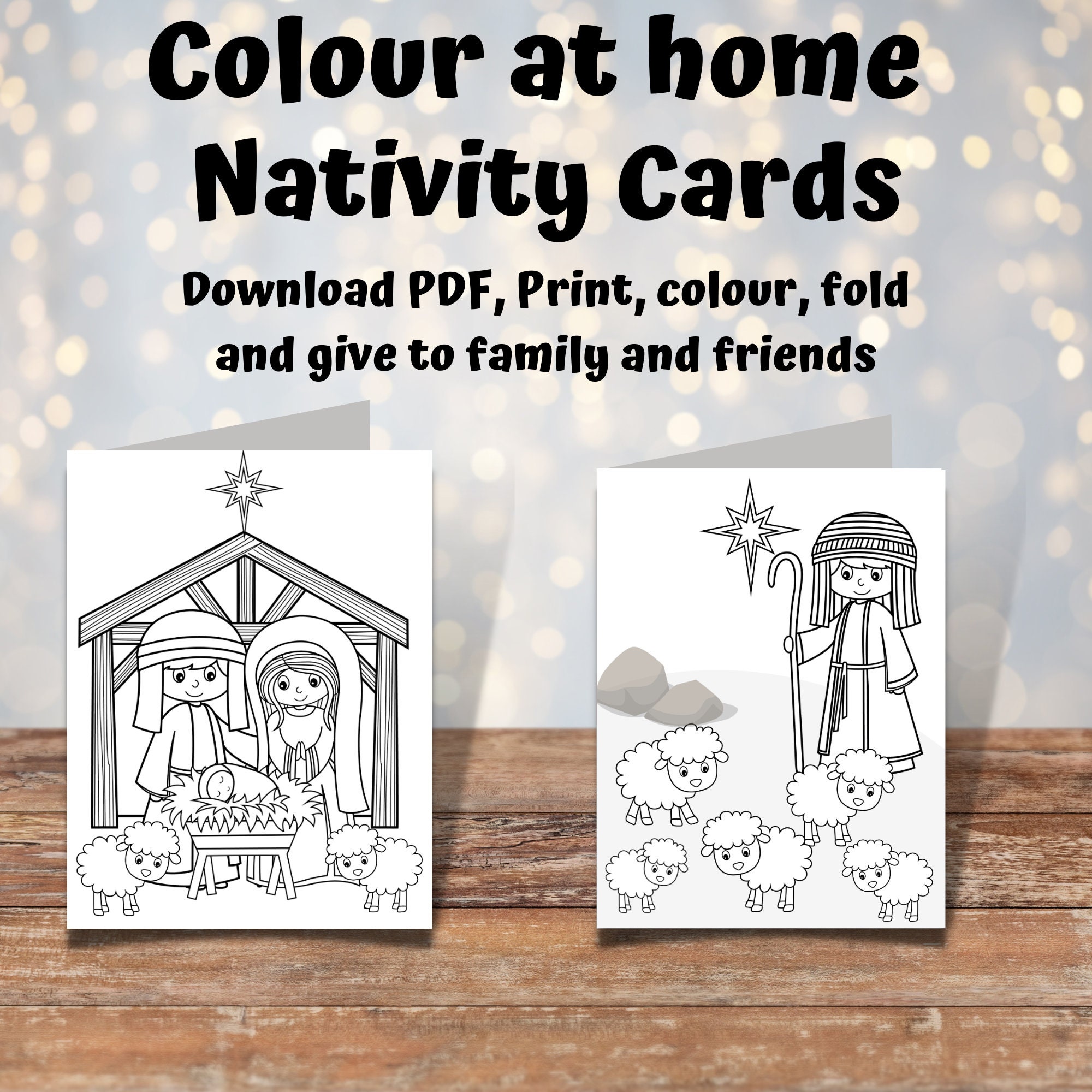 Nativity Printable Cards to Colour. Homemade Nativity Cards, Print ...