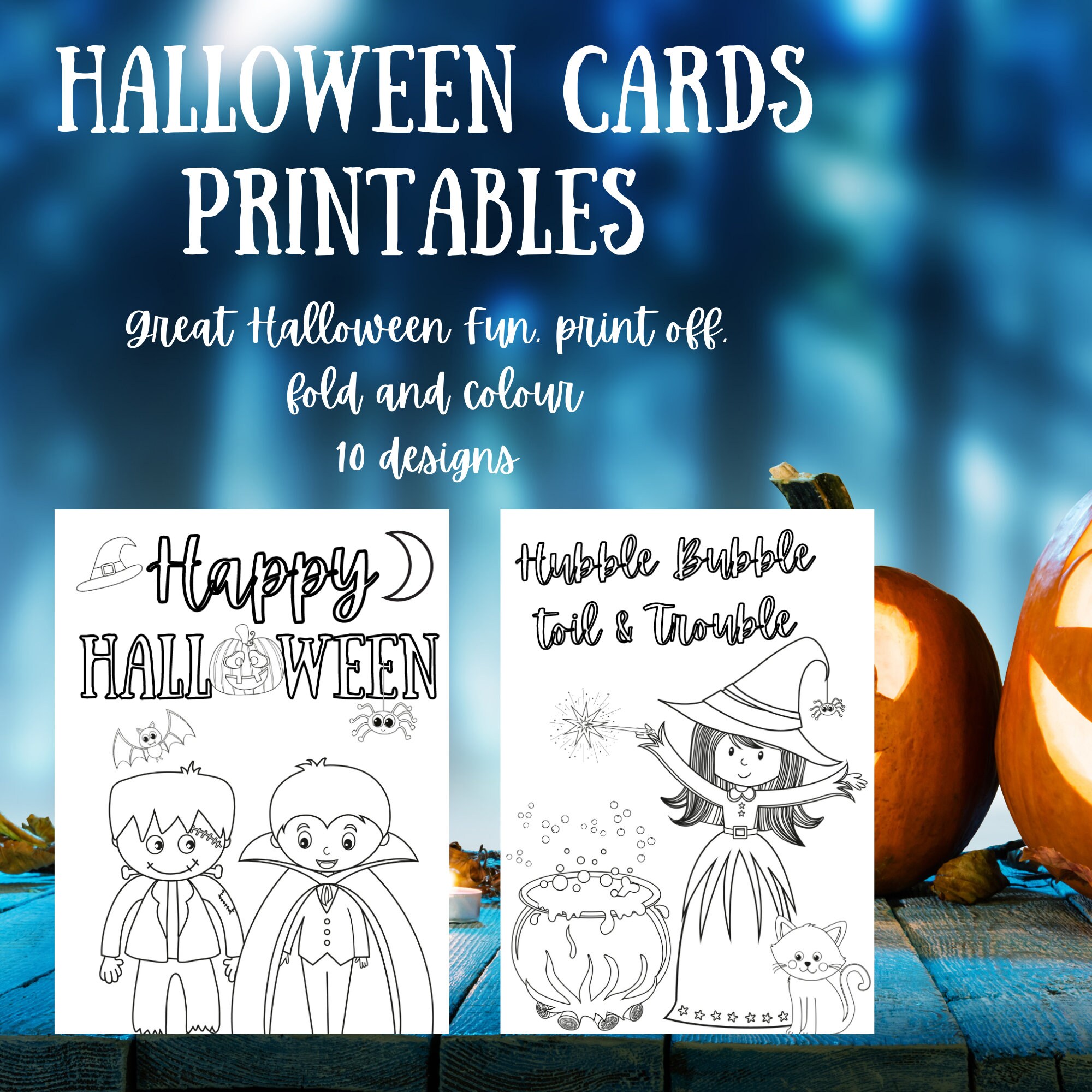 Halloween Cards Printable: Print Out and Colour Your Own Halloween ...