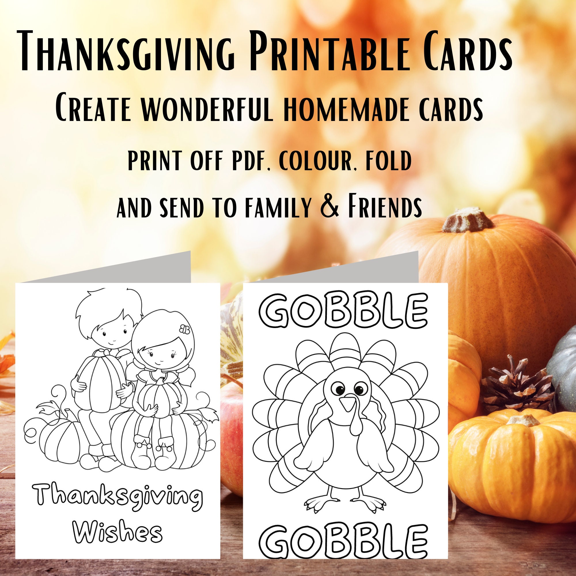 Thanksgiving Printable Cards. DIY Thanksgiving Craft for Kids. Fun ...
