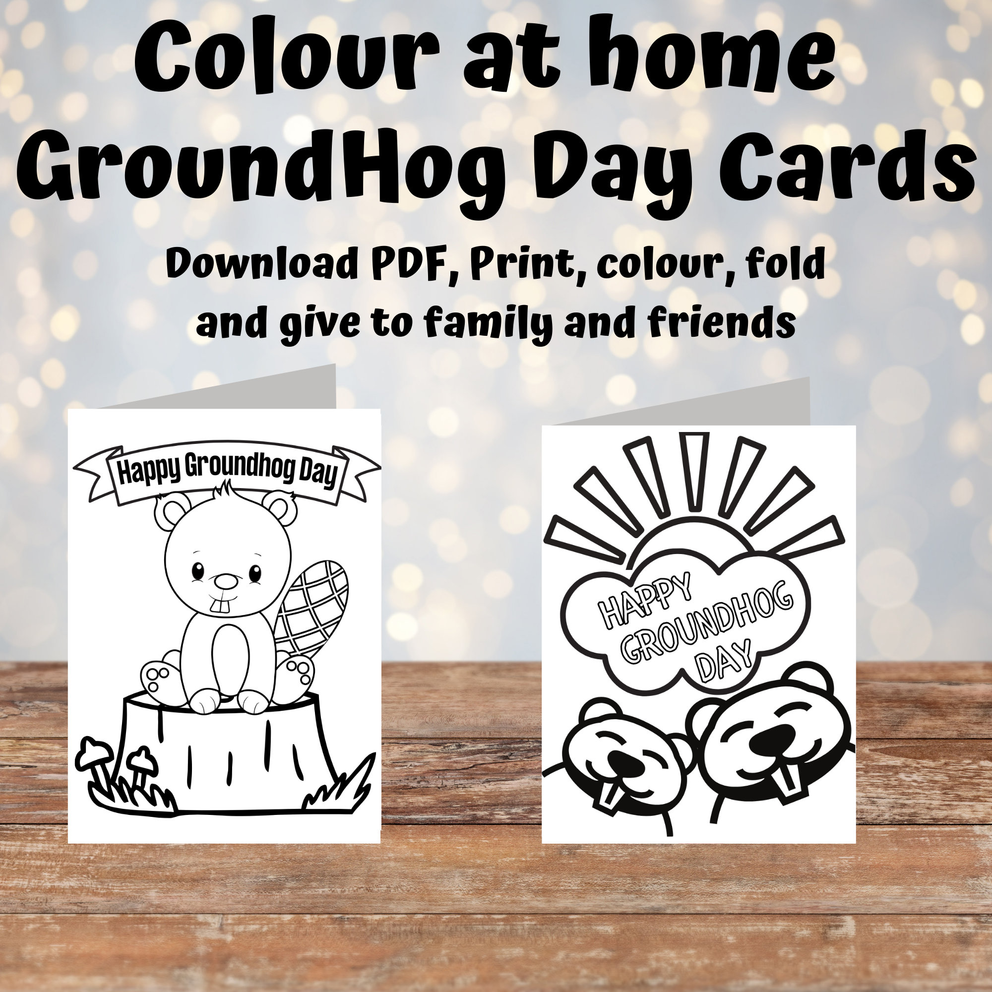 Groundhog Day Printable Cards. Homemade Cards, Print, Colour and Fold ...