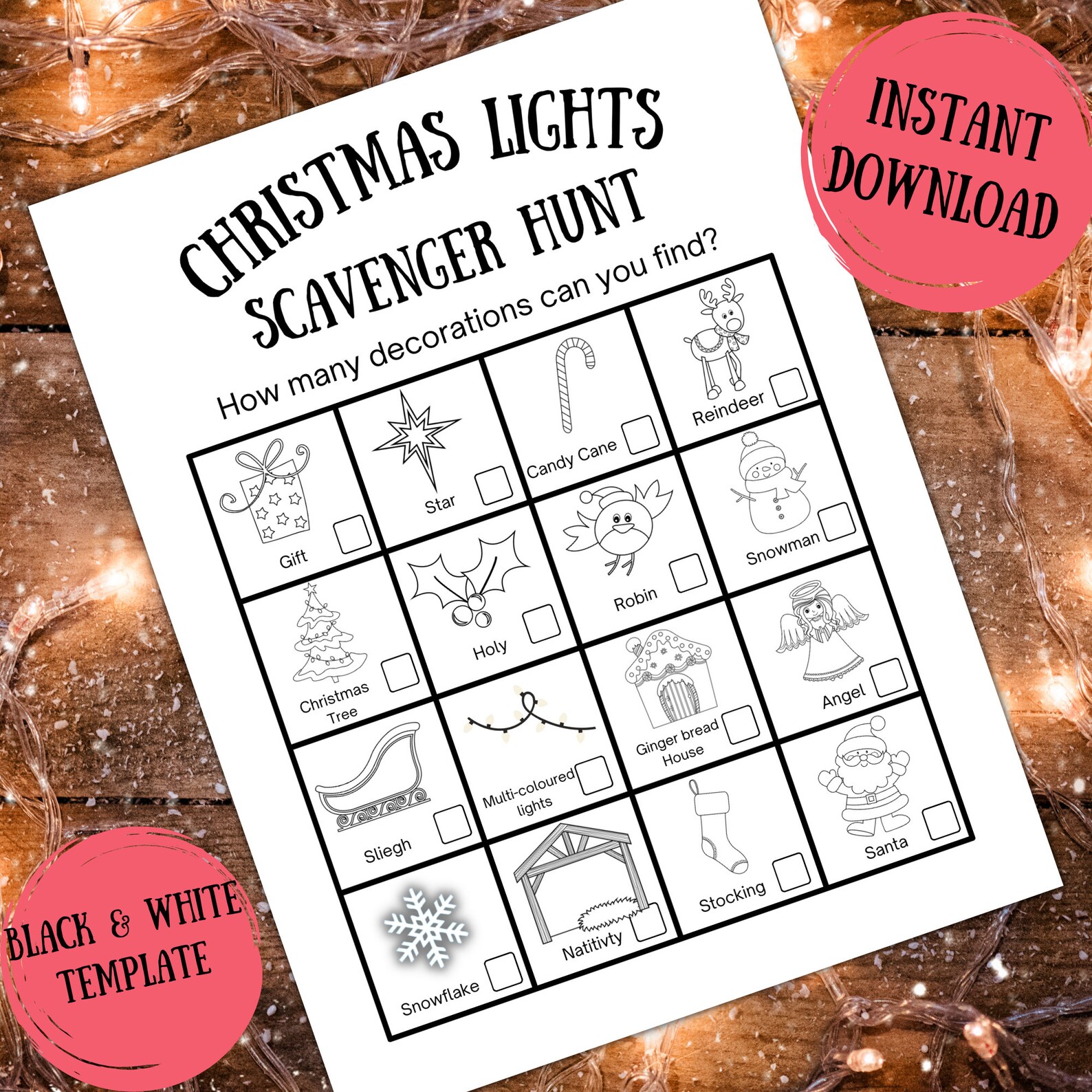 Printable Christmas Scavenger Hunt Kids Christmas Activity Christmas ...