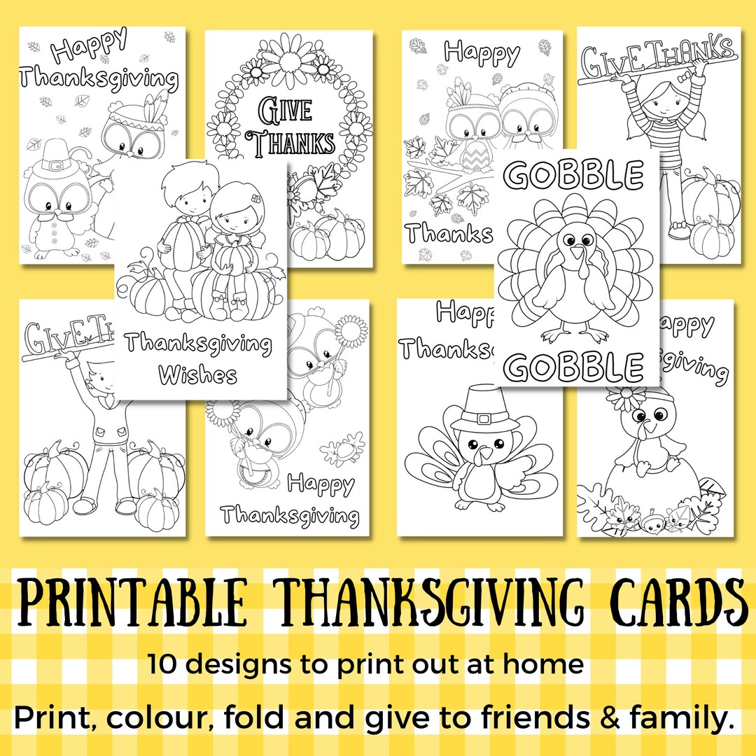 Thanksgiving Printable Cards. DIY Thanksgiving Craft for Kids. Fun ...